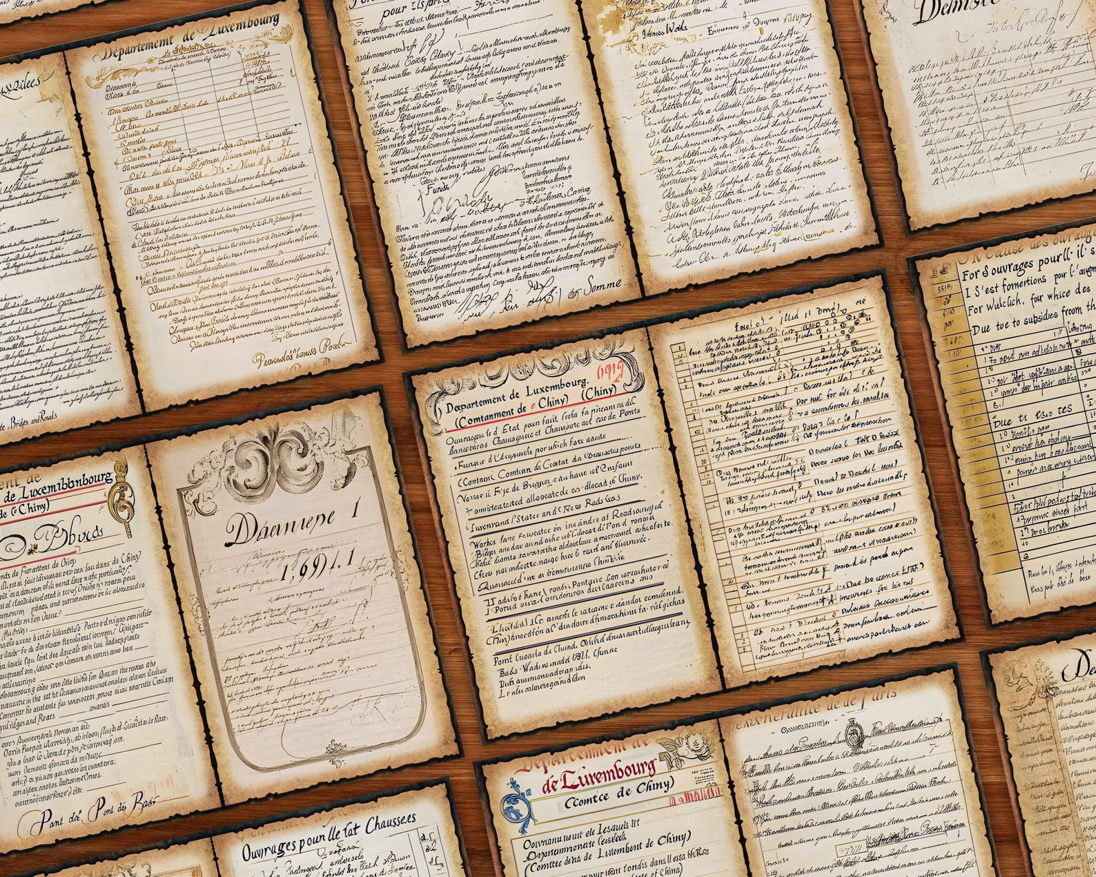 Vintage French Ledger Pages, Old Writing Paper Printable Ephemera, Aged ...