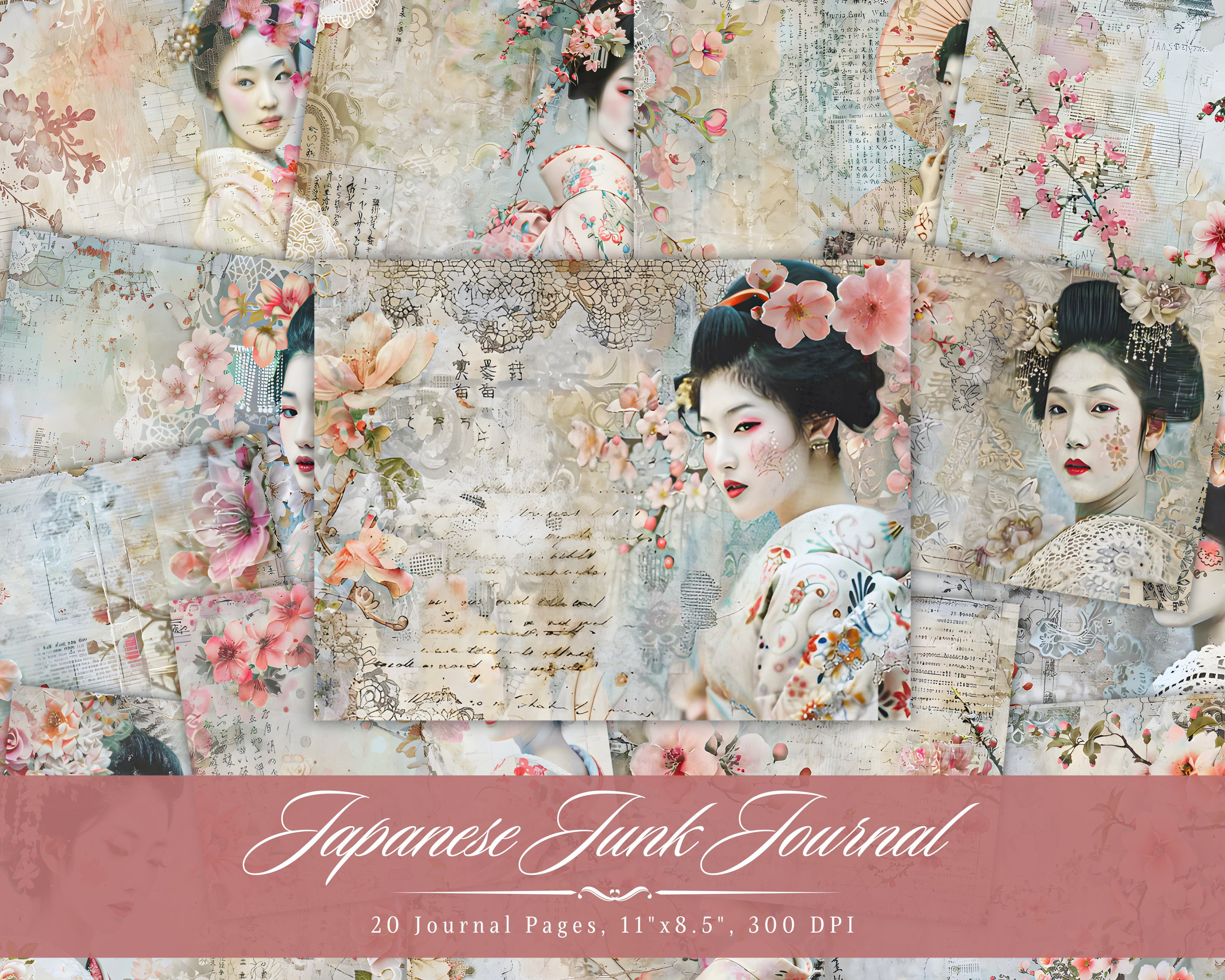 Japanese Junk Journal Pages, Vintage Japan Sakura Printable Ephemera ...