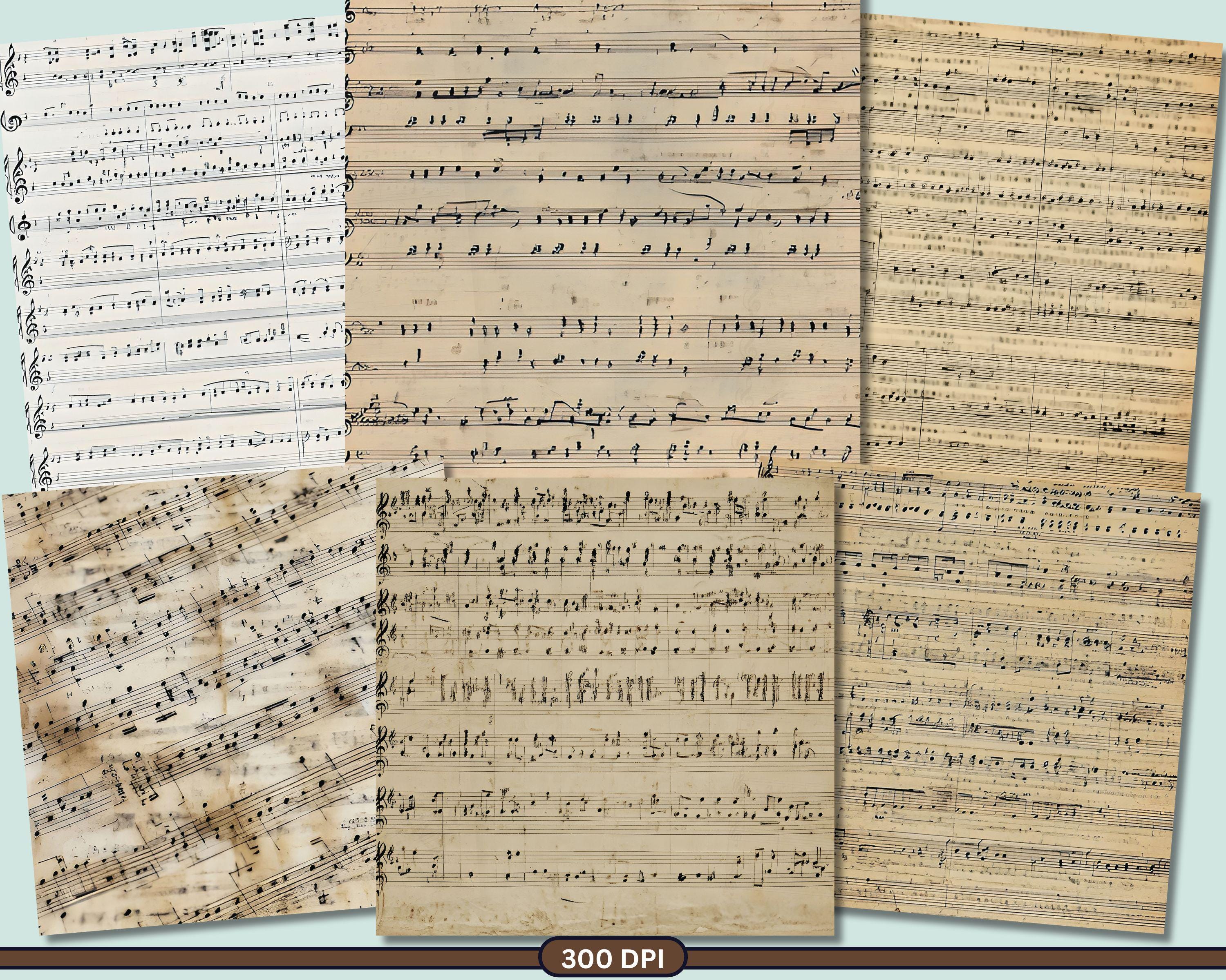 Vintage Music Digital Paper, Aged Musical Page Printable Ephemera, Old ...