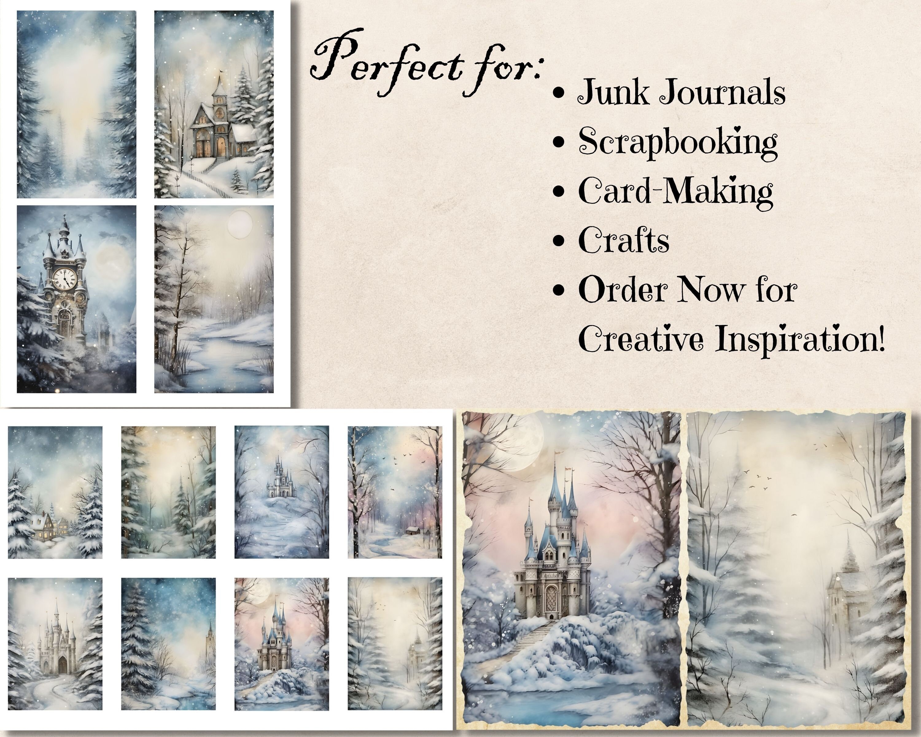 Winter Wonderland Junk Journal Pages JPG, Snow Journaling Kit, Mixed ...
