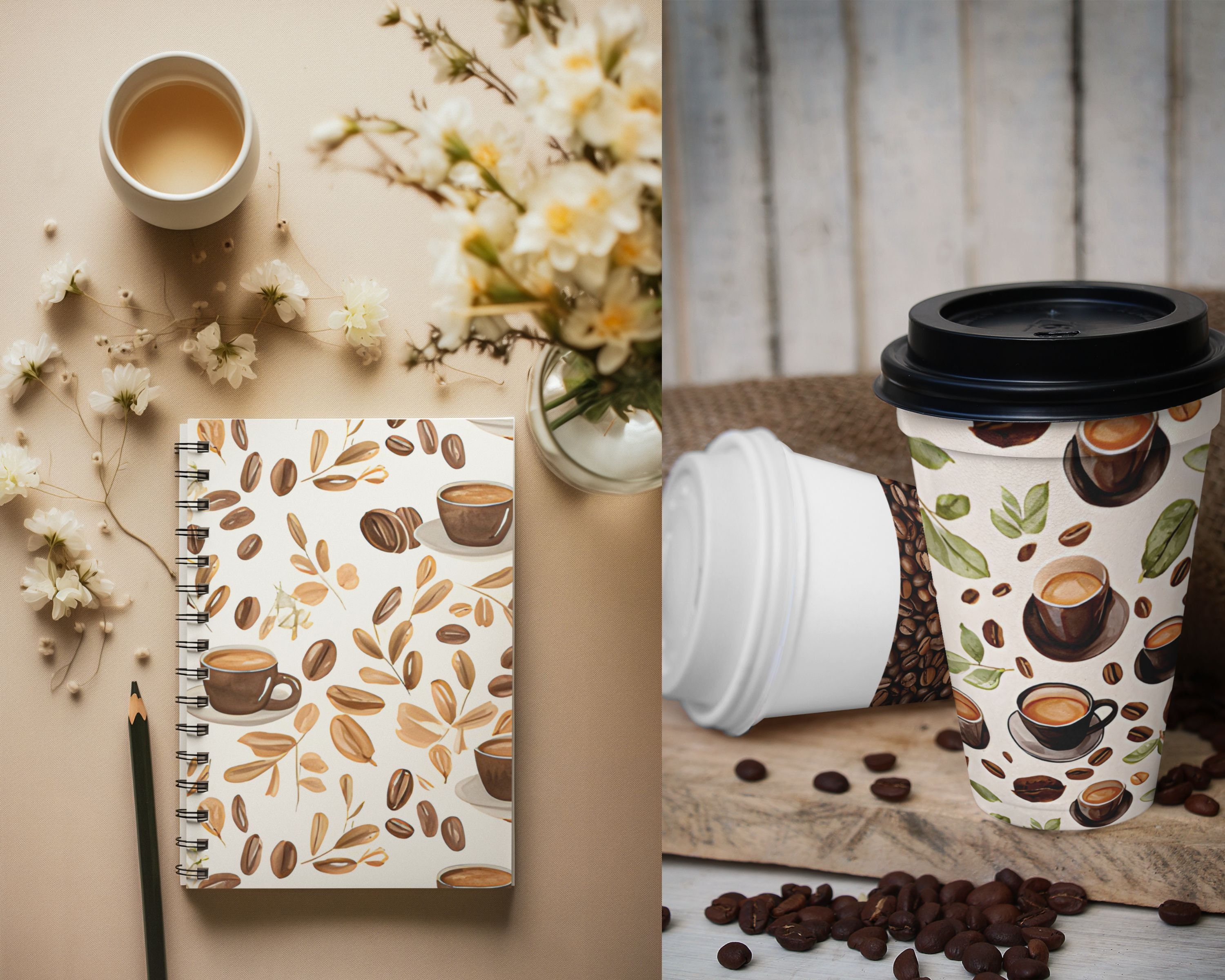 Coffee Digital Paper, Vintage Coffee Bean Junk Journal, Instant ...