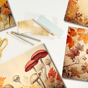 Autumn Junk Journal Pages, Printable Vintage Fall Paper, Digital Orange ...