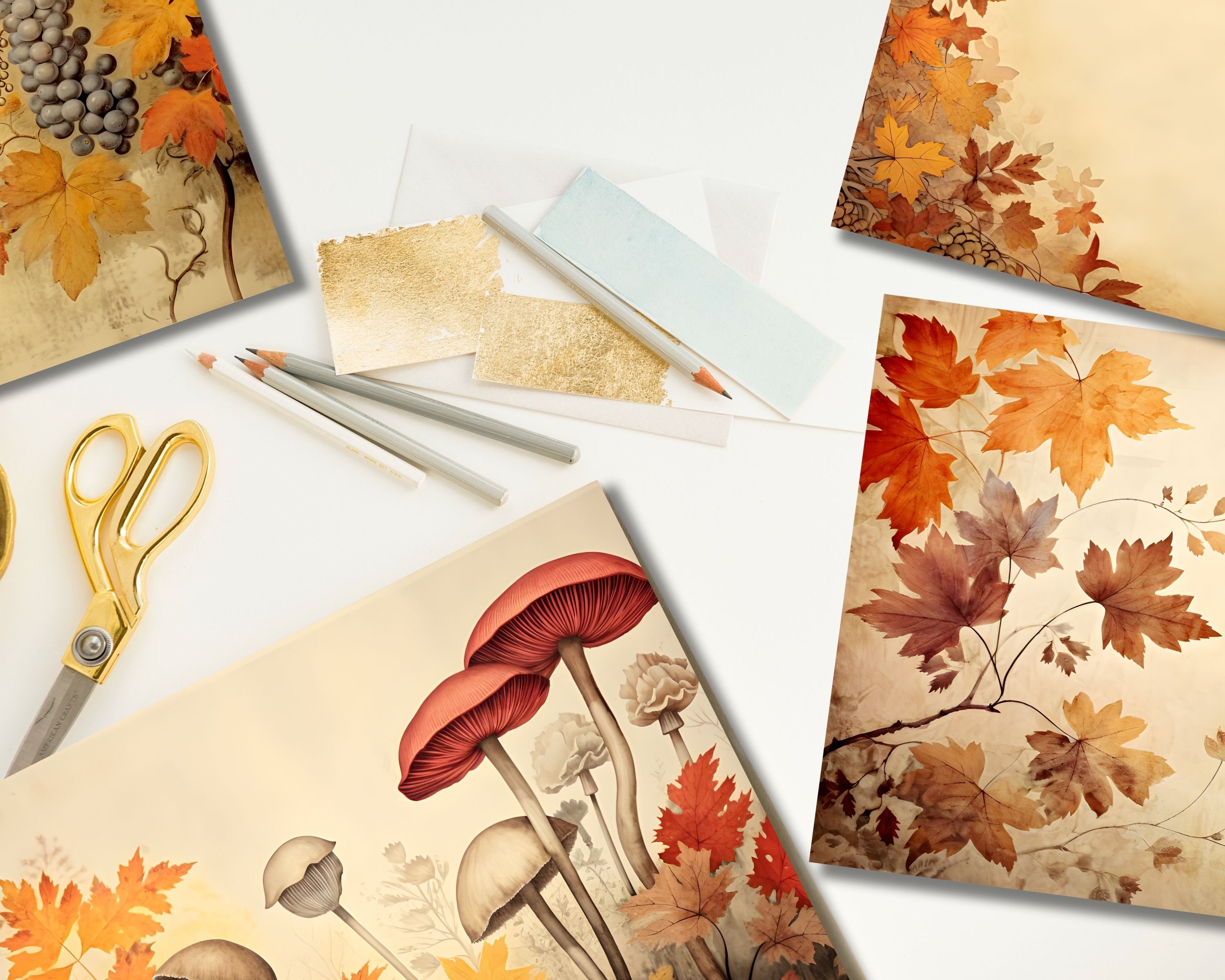 Autumn Junk Journal Pages, Printable Vintage Fall Paper, Digital Orange ...