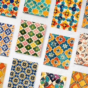 Moroccan Tiles Digital Paper, Boho Pattern Printable Ephemera, Bohemian ...