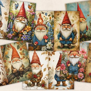 Gnomes Junk Journal Paper, Garden Gnome Printable Ephemera, Vintage ...