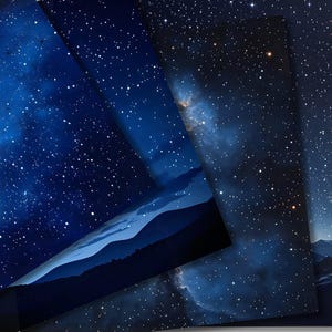 Starry Night Digital Paper, Stars Night Sky Junk Journal, Nebula Galaxy ...