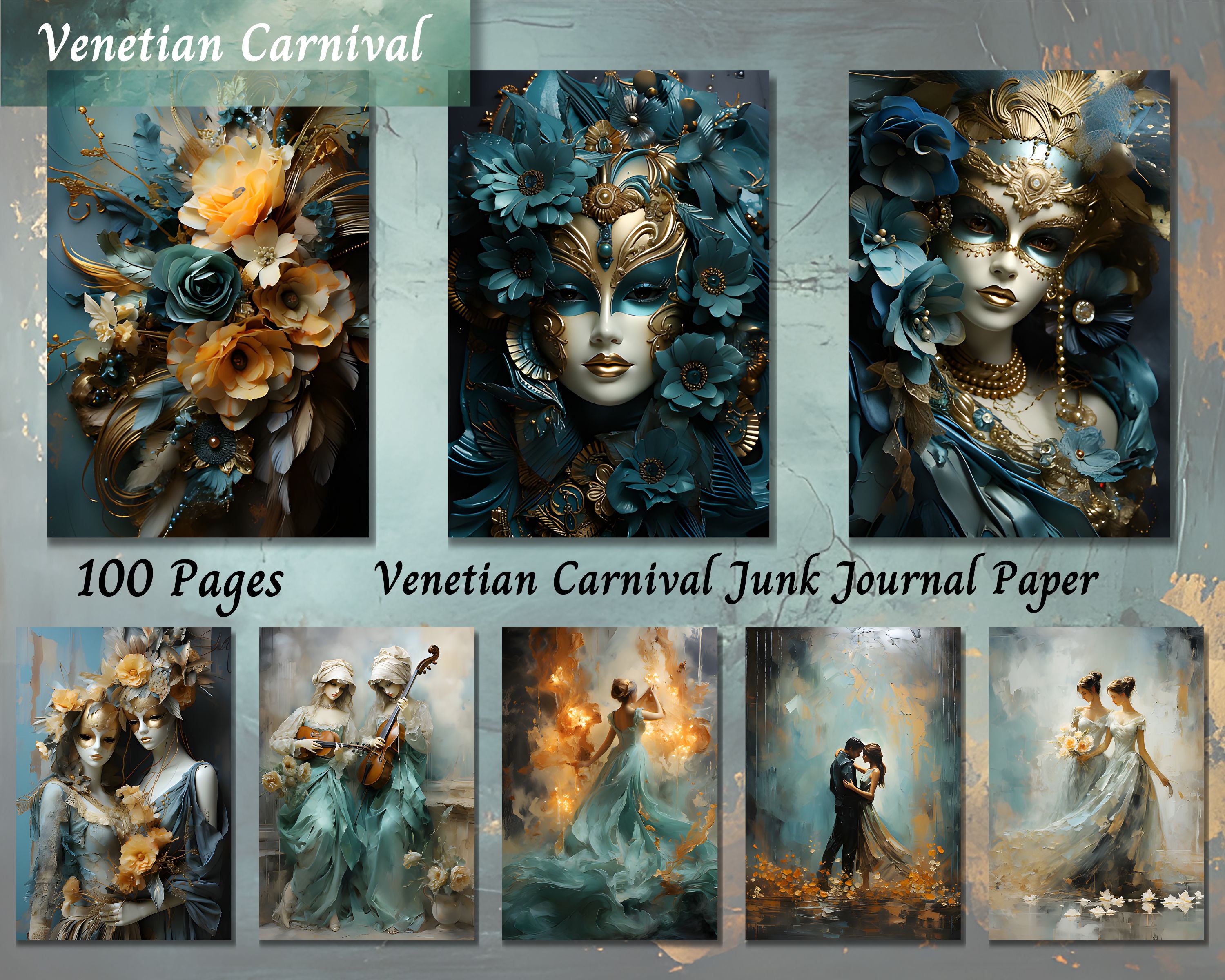 Venetian Carnival Junk Journal Paper, Vintage Printable Ephemera ...