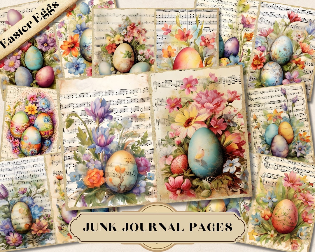 Vintage Easter Eggs Junk Journal Pages, Journaling Scrapbook Kit ...