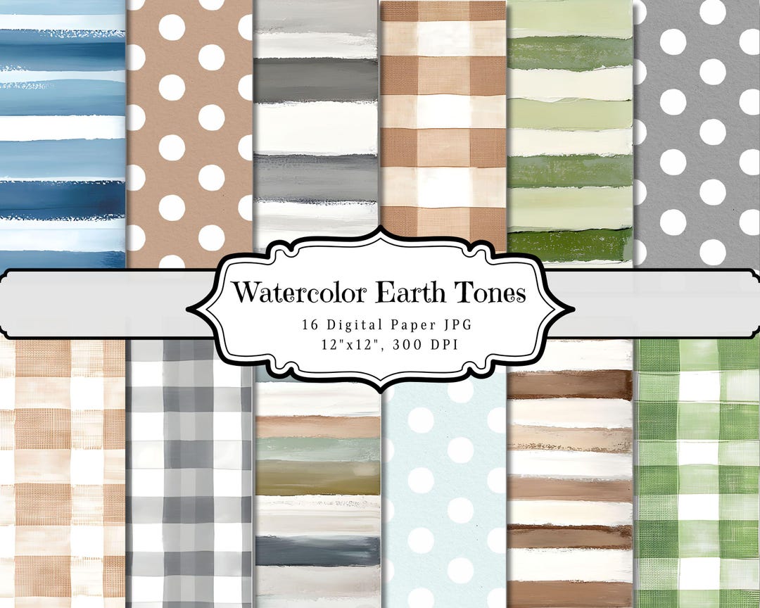 Watercolor Earth Tones Digital Paper, Neutral Vintage Printable ...