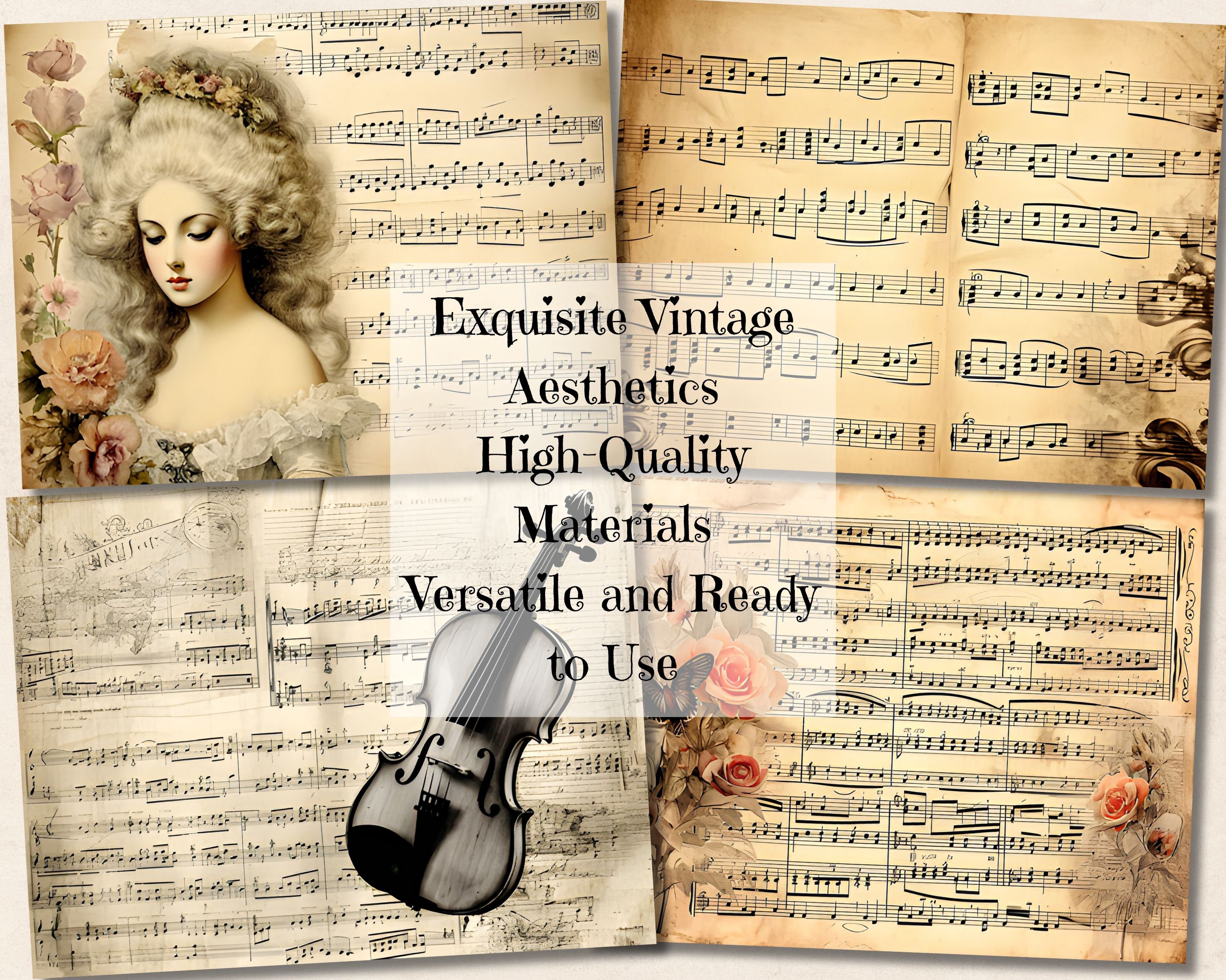 Printable Vintage Sheet Music Junk Journal Kit Aged Paper Music ...