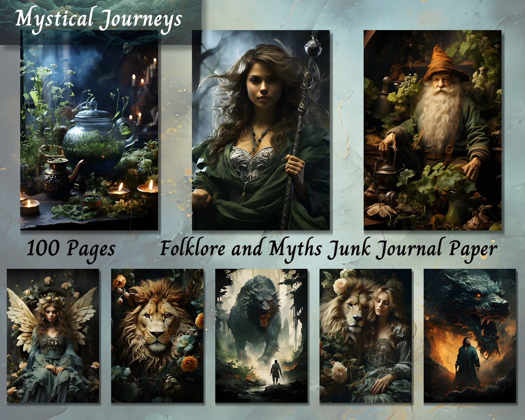 Folklore and Myths Junk Journal Kit Page, Fantasy Printable Ephemera ...