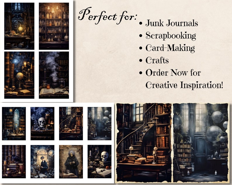 Dark Academia Junk Journal Kit, Printable Ephemera Pages, Vintage Mixed ...