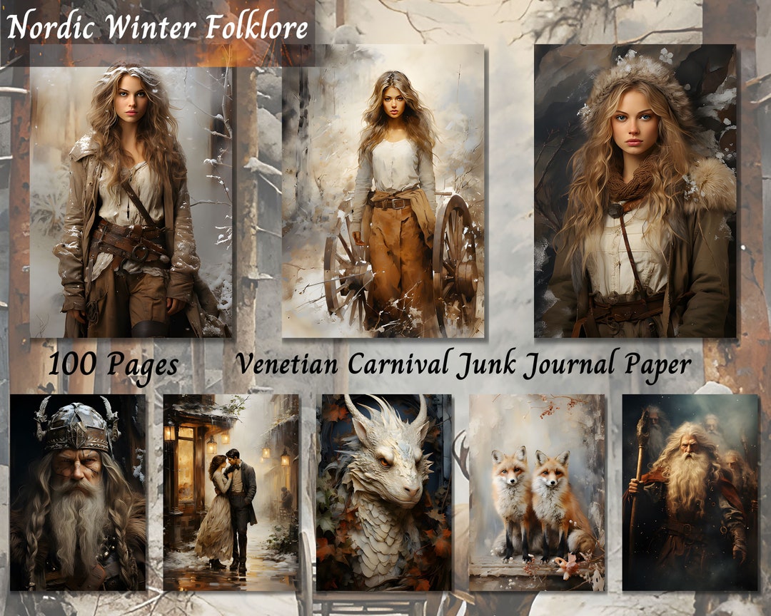 Nordic Winter Folklore Junk Journal, Snow Printable Ephemera Paper ...