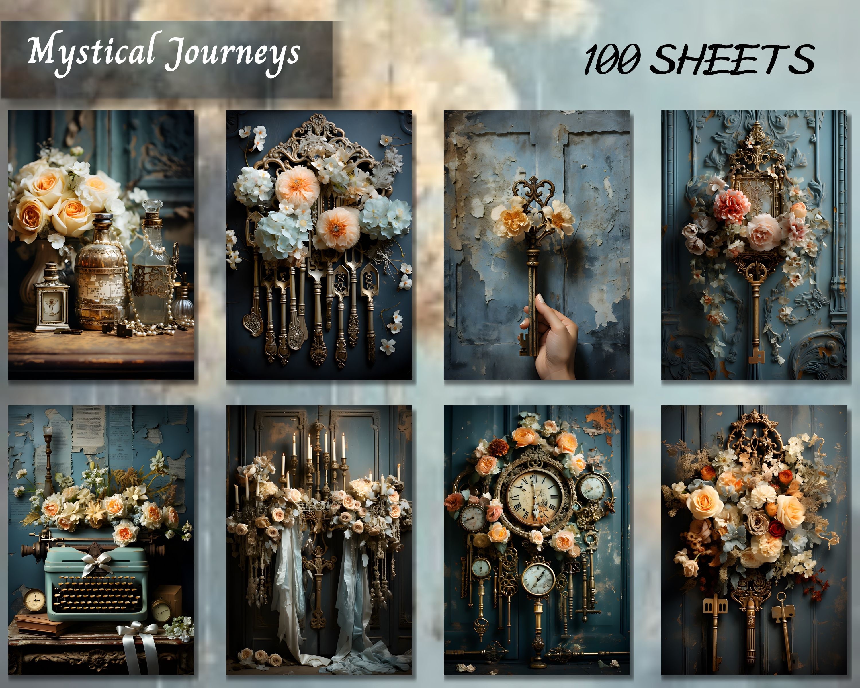 Vintage Keys Junk Journal Paper, Digital Mixed Media, Retro Journaling ...