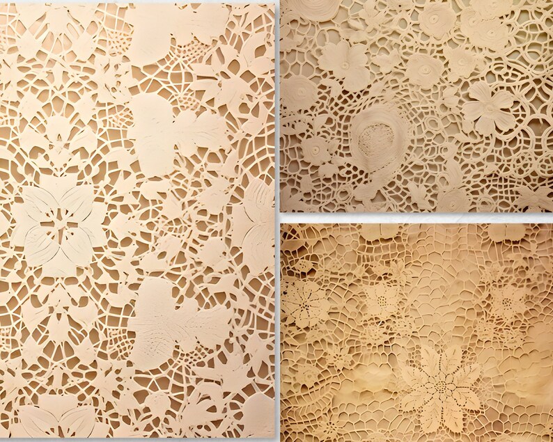 Antique Lace Digital Papers, Aged Old Printable Ephemera, Rustic Grunge ...