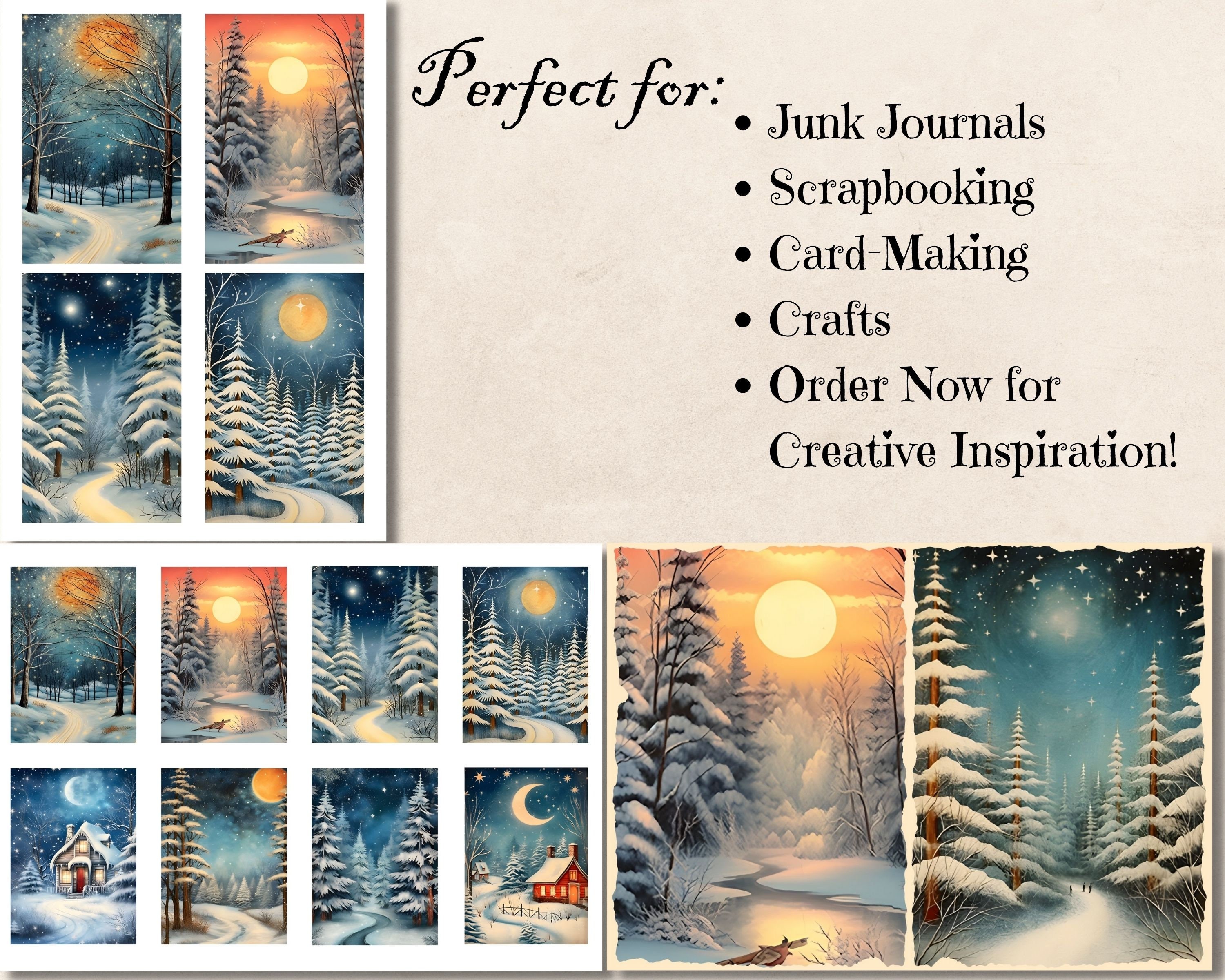 Junk Journal Kit, Shabby Chic, Printable Winter Forest, Digital ...