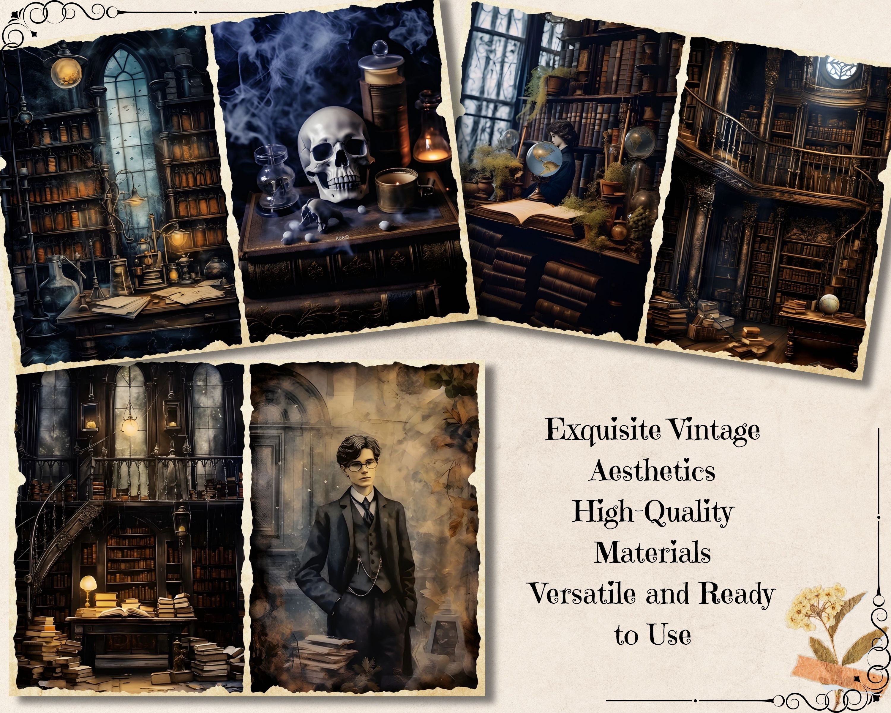 Dark Academia Junk Journal Kit, Printable Ephemera Pages, Vintage Mixed ...