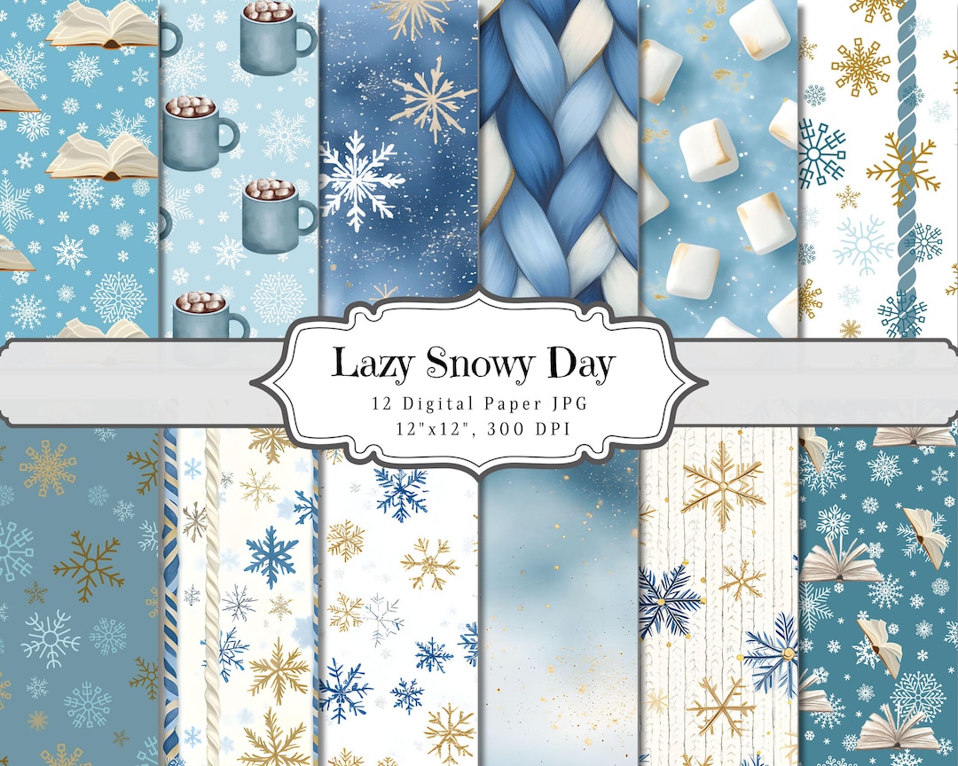 Lazy Snowy Day Digital Papers, Winter Christmas Junk Journal Page, Xmas ...