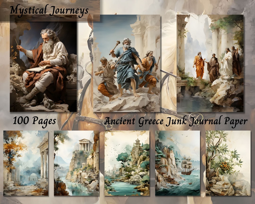 Ancient Greece Junk Journal Paper JPG, Printable Shabby Chic Kit, Greek ...