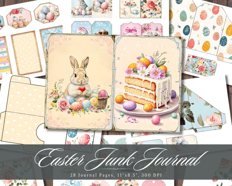 Easter Junk Journal Paper, Pastel Spring Printable Ephemera, Easter ...