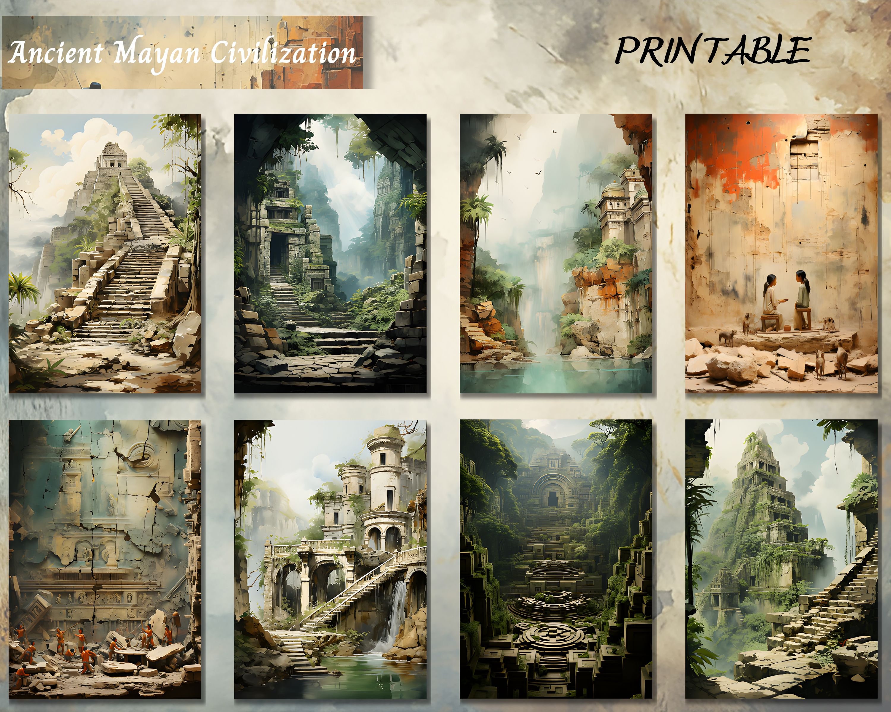 Big Journaling Bundle, Ancient Mayan Civilization Junk Journal Paper ...
