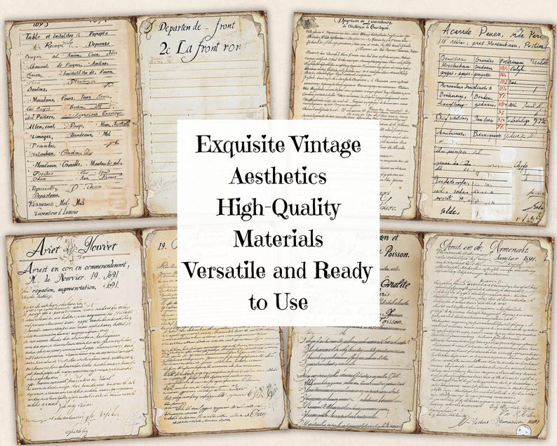 Vintage Junk Journal, Aged Writing Pages Printable Ephemera, Vintage ...