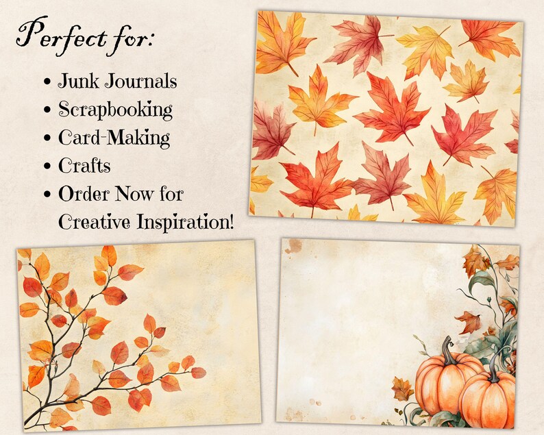 Cozy Autumn Junk Journal Kit, Halloween Fall Leaves Printable Ephemera ...