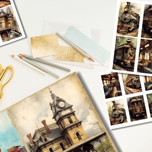 Vintage Train Junk Journal Kit, Printable Ephemera Pages, Shabby Chic ...
