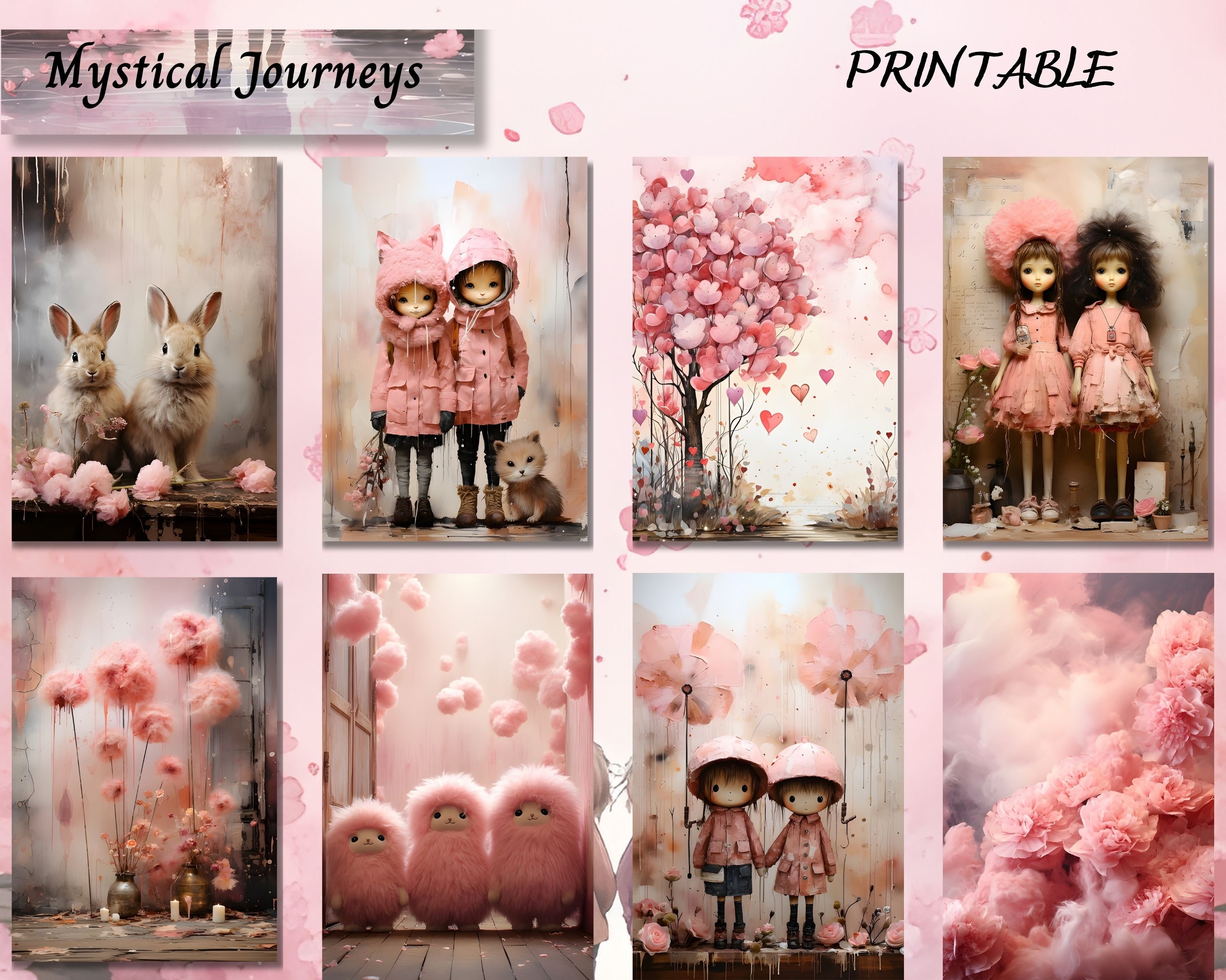 Kawaii Pink Junk Journal Paper Kit, Homemade Shabby Chic Journal ...