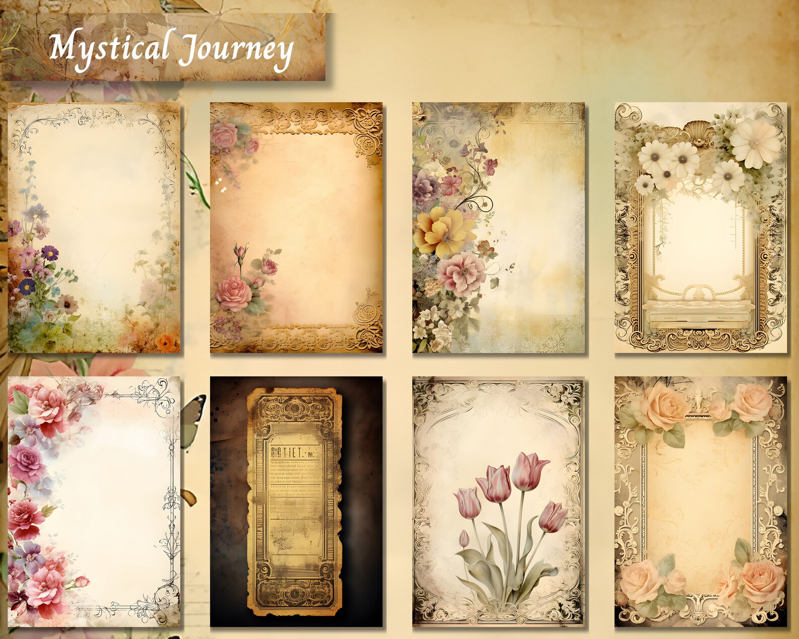 Old Postcards Junk Journal Kit, Vintage 1950s Victorian Printable ...