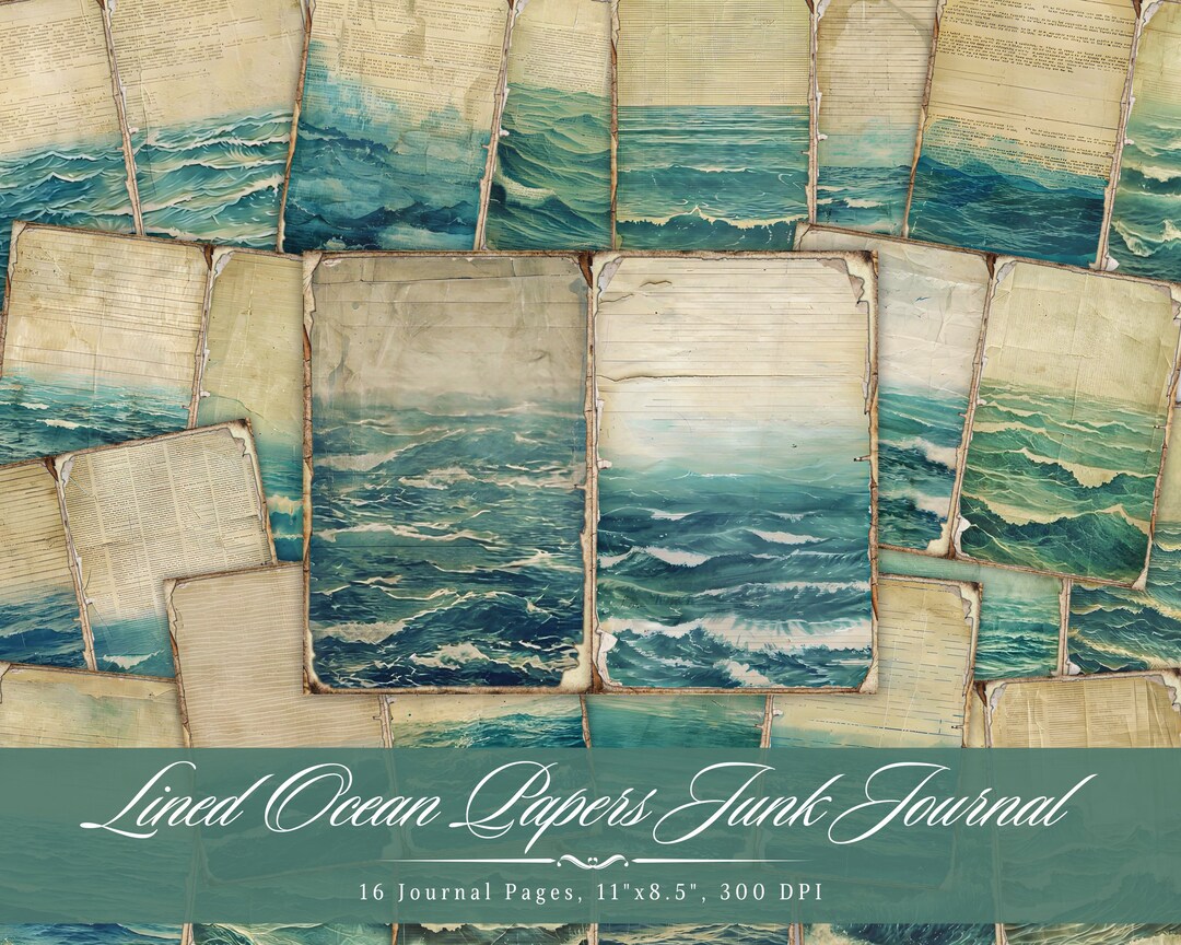 Lined Ocean Junk Journal Kit, Vintage Old Sea Printable Ephemera ...