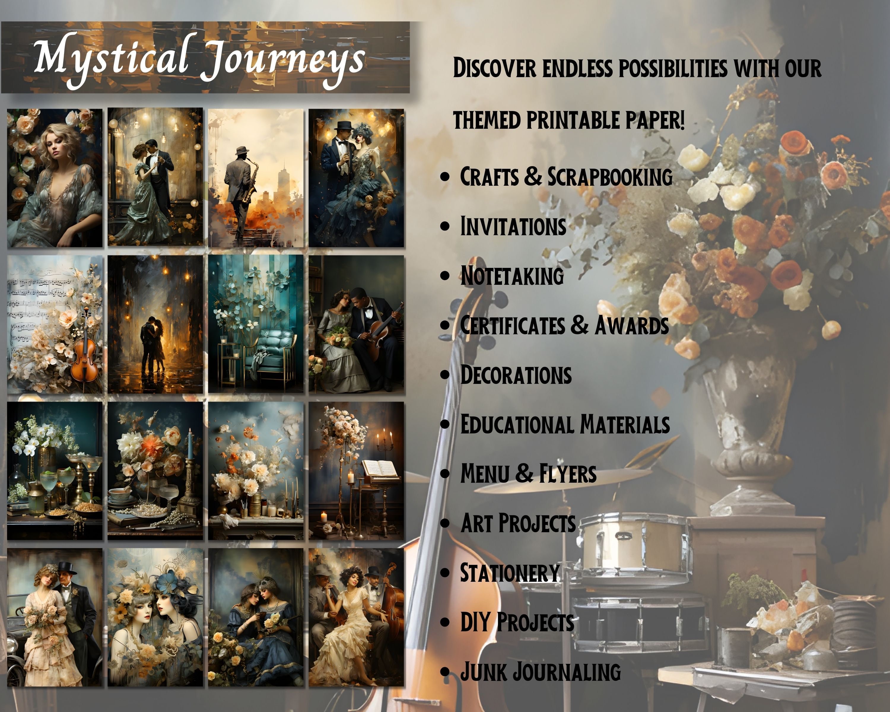 Roaring 20s Junk Journal Kit, Printable Jazz Age Ephemera, Art Deco ...