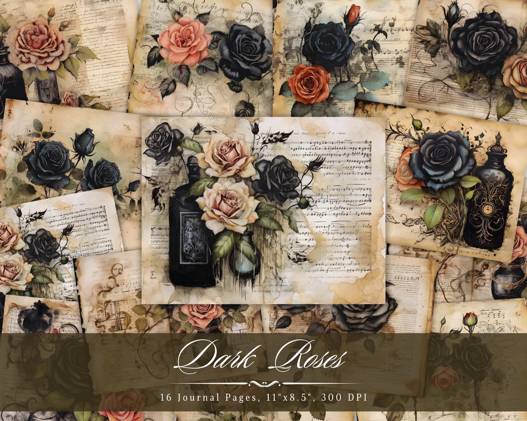 Darkness of Roses Junk Journal Kit, Printable Ephemera, Digital ...