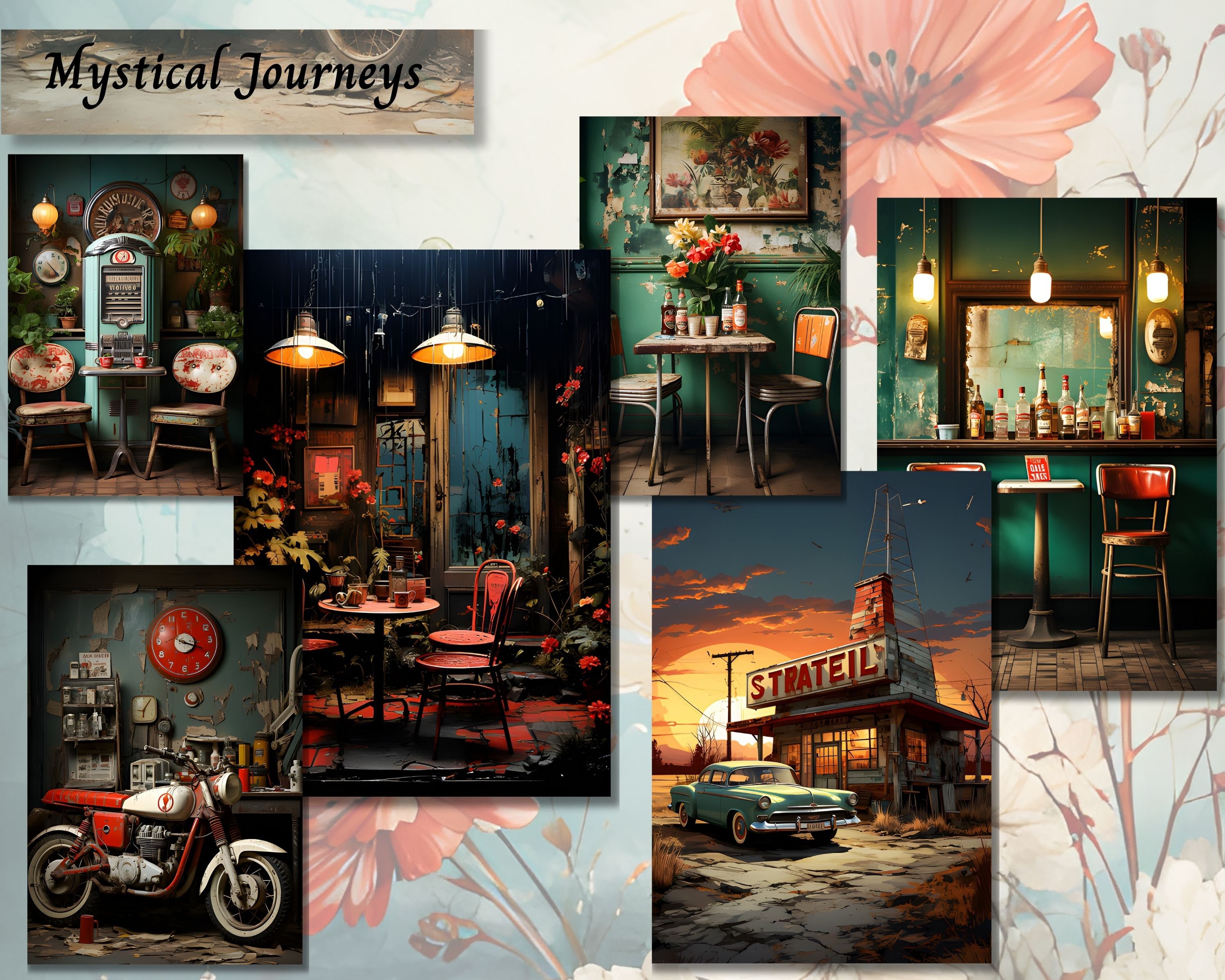 Retro Vibes Junk Journal Kit Paper, Shabby Chic Digital Vintage ...