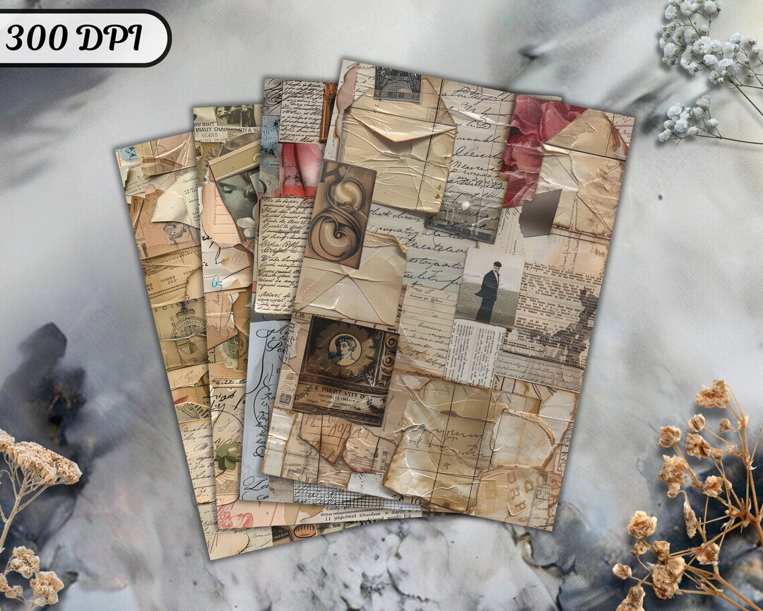 Antique Letters Printable Scrapbook, Vintage Junk Journal Paper, Aged ...