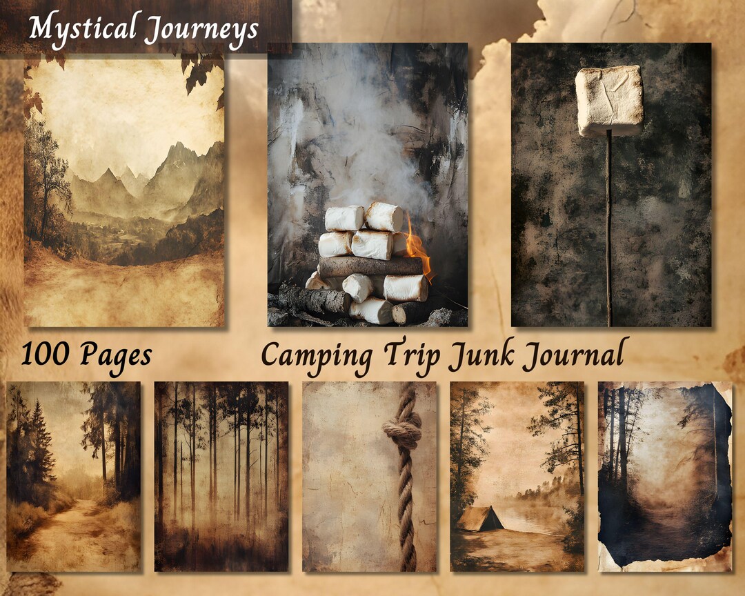 Camping Trip Junk Journal Paper, Vintage Camp Printable Ephemera, Aged ...