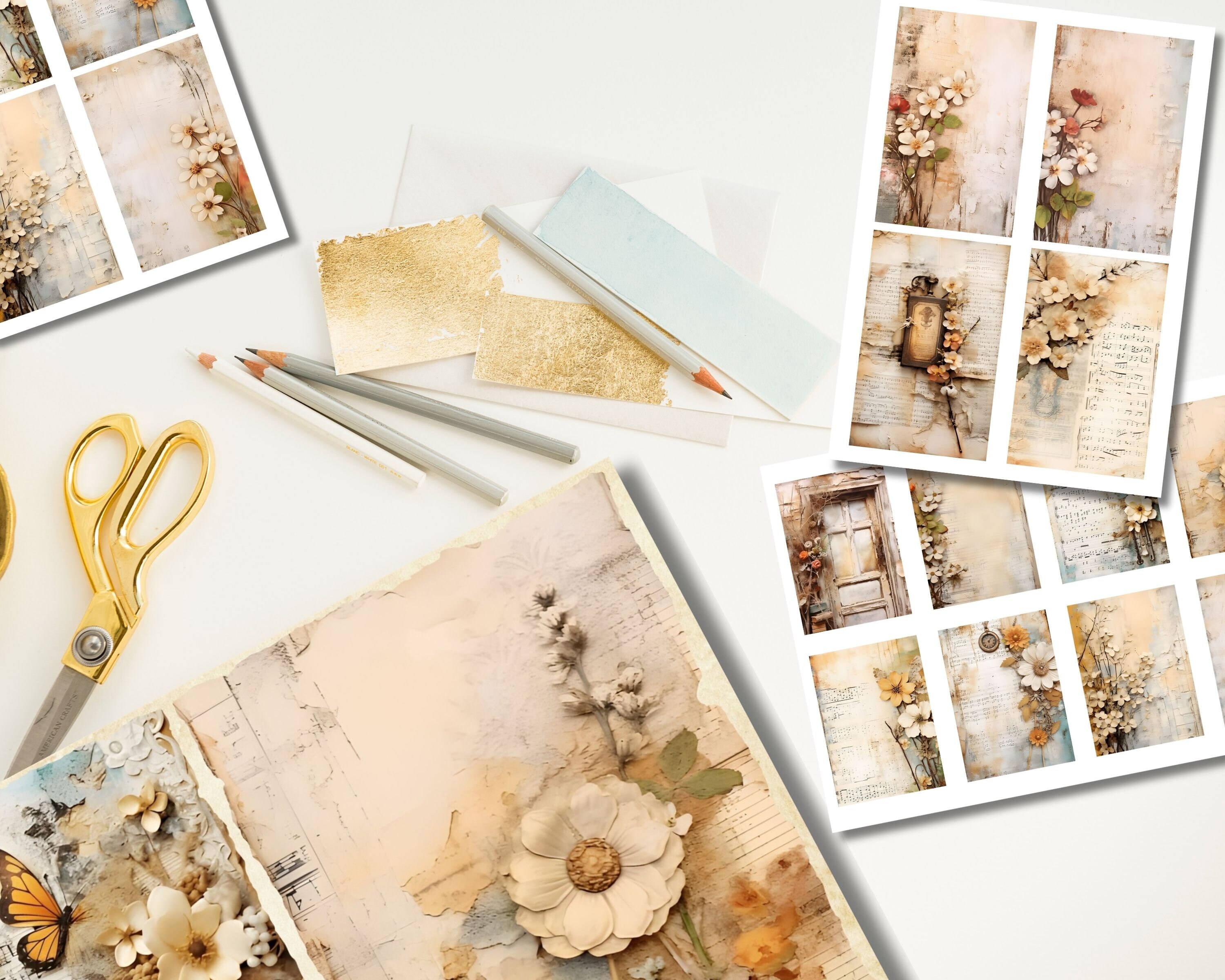 Rustic Style Junk Journal Kit, Printable Ephemera Page, Digital Mixed ...