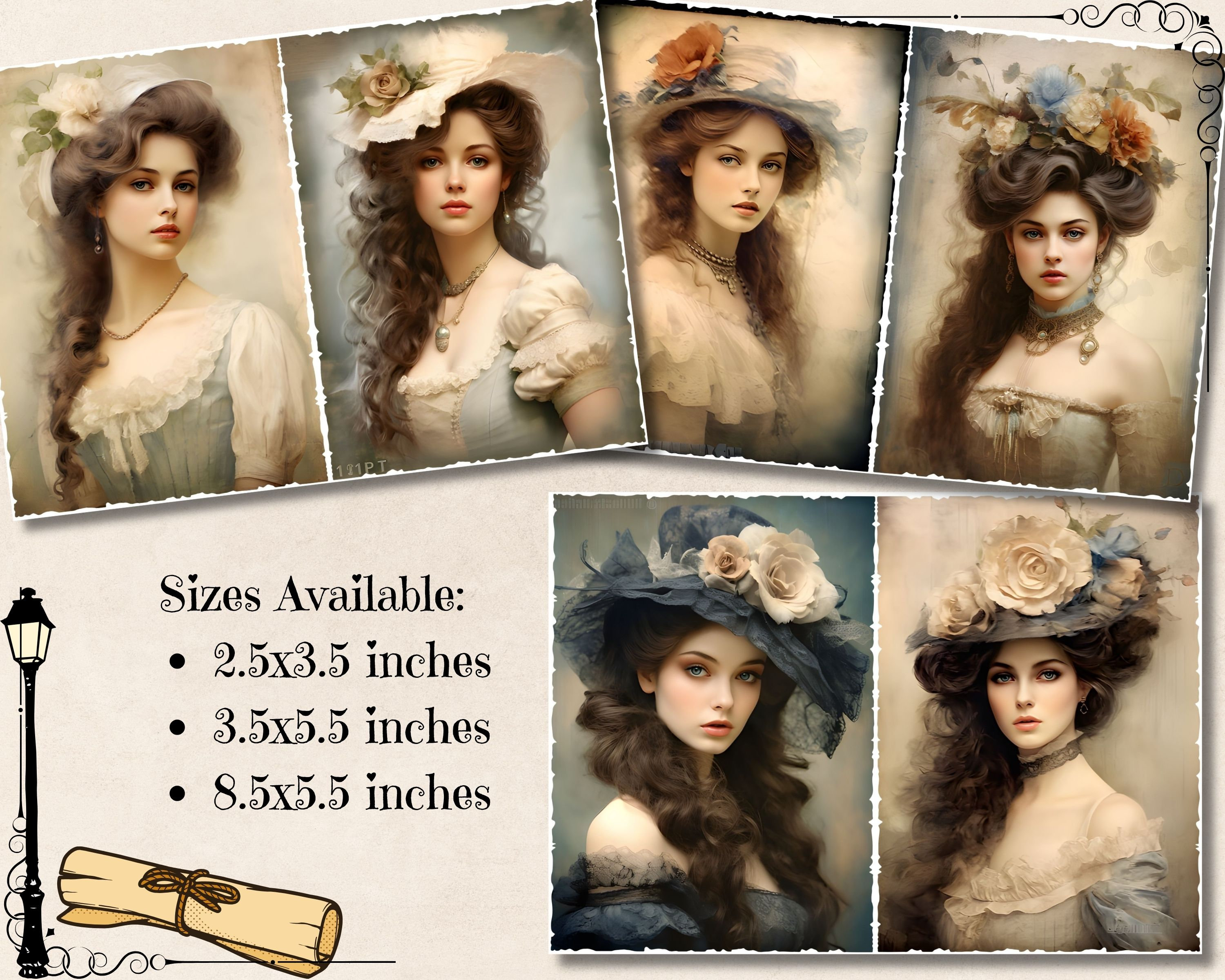 Victorian Lady Junk Journal Pages JPG, Journaling Kit, Pirntable ...