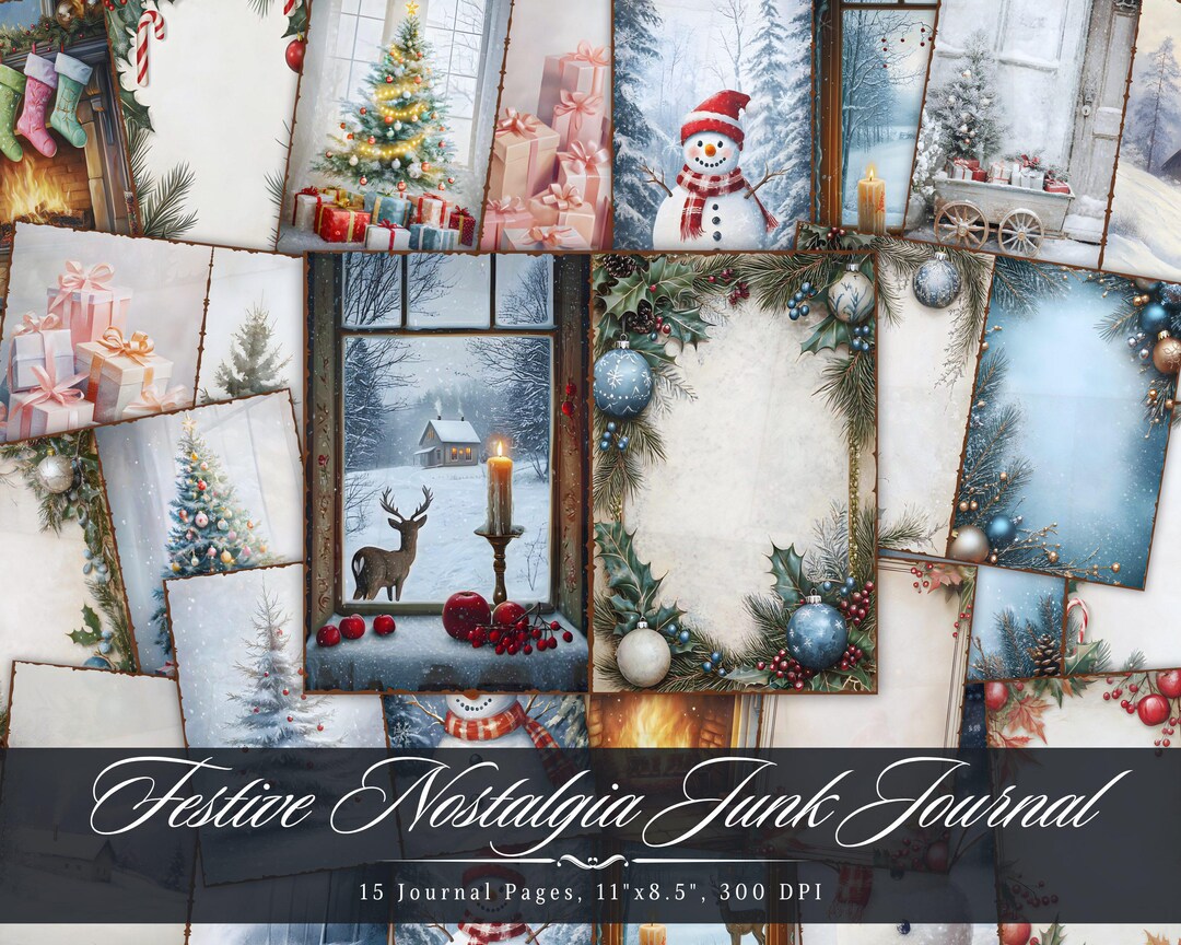 Festive Nostalgia Junk Journal Paper, Christmas Winter Printable ...