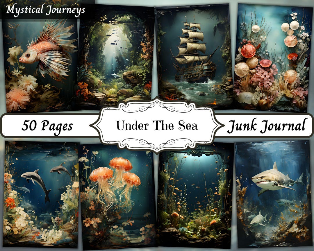 Under the Sea Junk Journal Paper, Shabby Chic Vintage Ocean Digital ...