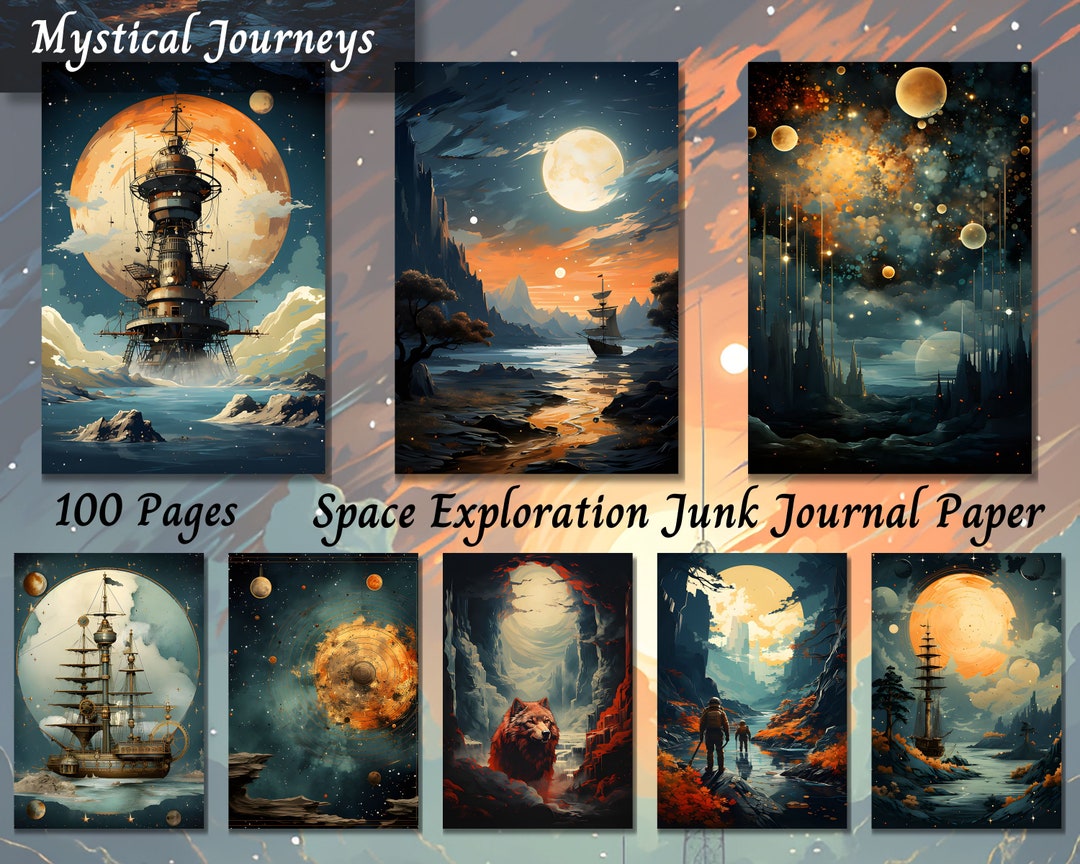 Space Exploration Junk Journal Paper, Galaxy Planet Printable Ephemera ...