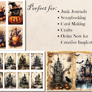 Spooky Halloween Junk Journal Pages - Halloween Scene, Mixed Media ...