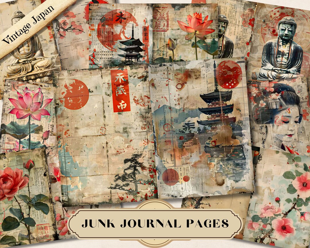 Vintage Japan Junk Journal Pages, Japanese Printable Ephemera Paper ...