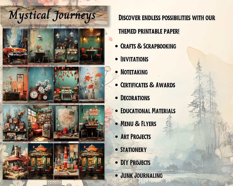 Retro Vibes Junk Journal Kit Paper, Shabby Chic Digital Vintage ...