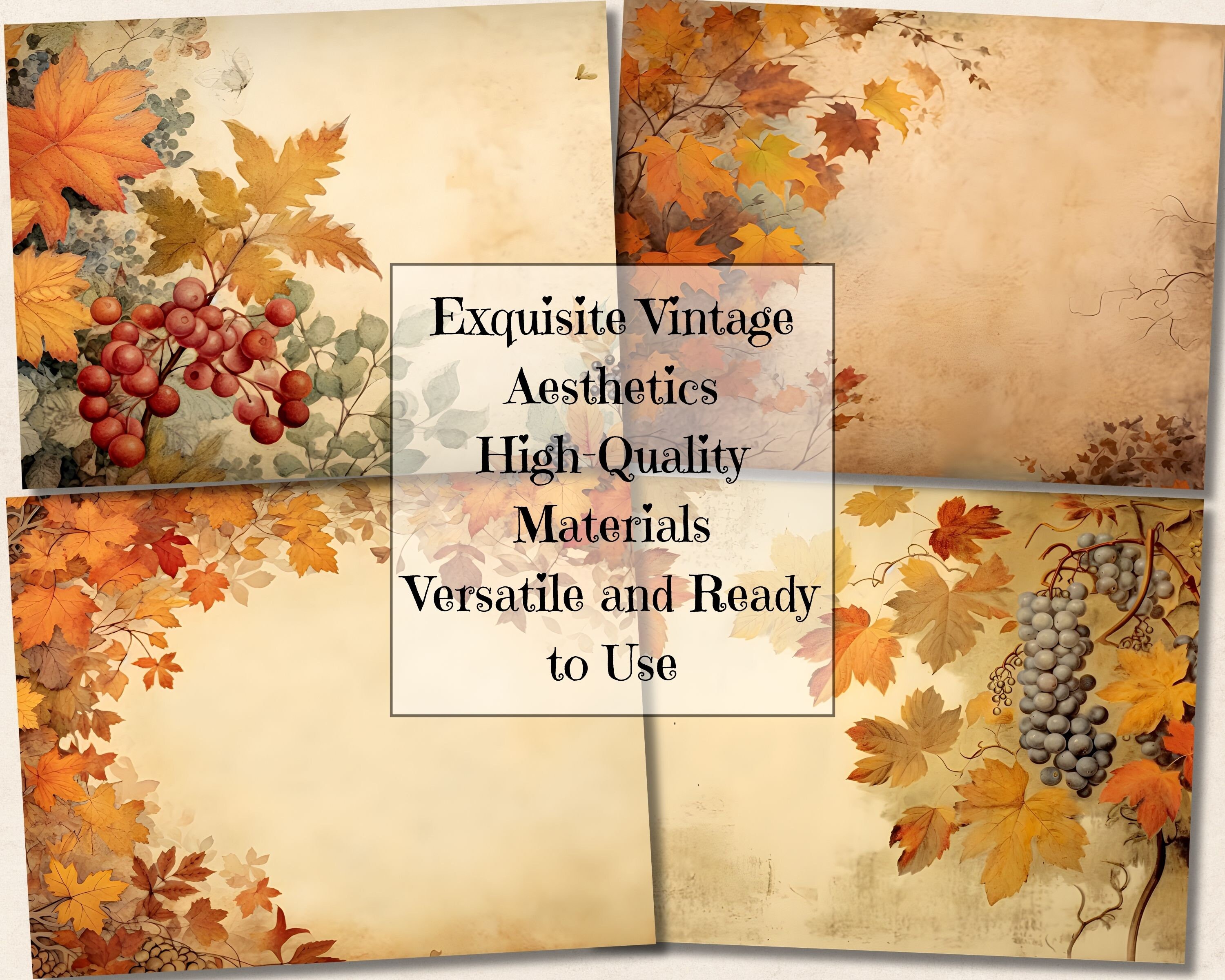 Autumn Junk Journal Pages, Printable Vintage Fall Paper, Digital Orange ...