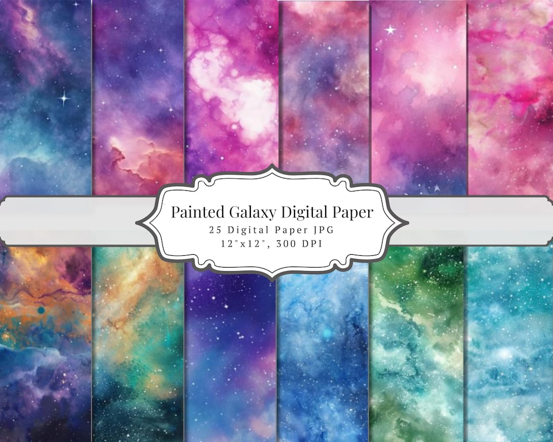 Painted Galaxy Digital Journaling Paper, Space Junk Journal Page ...