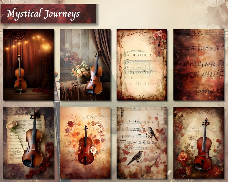 Music Theme Junk Journal Paper, Vintage Song Sheet Printable Ephemera ...