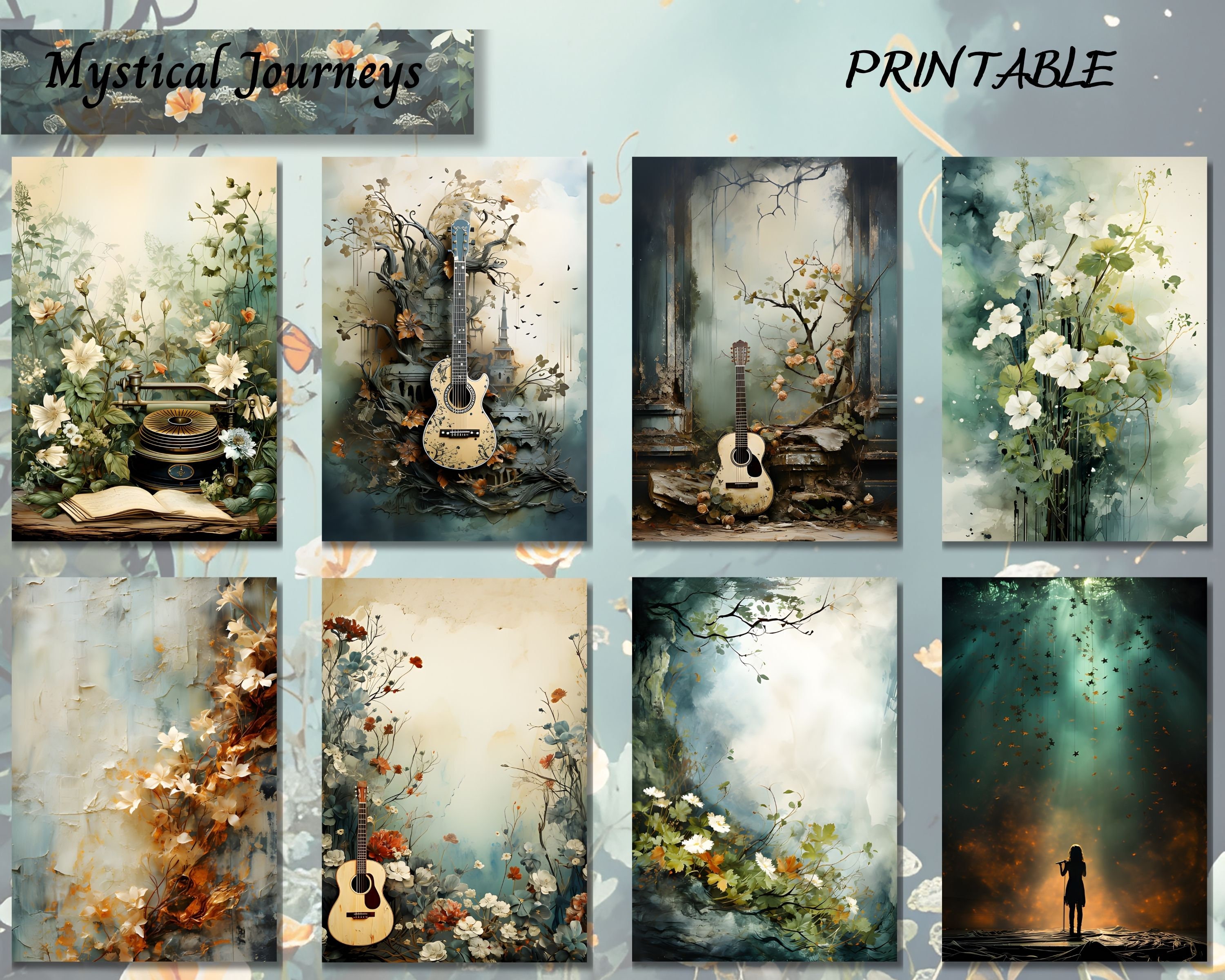 Music Notes Junk Journal Kit JPG, Watercolor Digital Musical Shabby ...