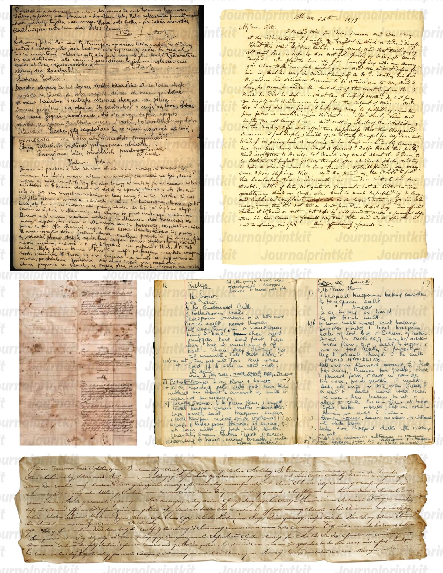 Handwritten Script Printable Paper, Vintage Journal Paper, Junk ...