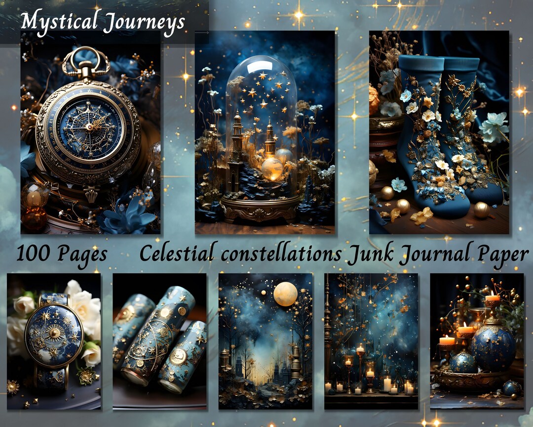 Celestial Constellations Junk Journal Paper, Digital Night Mixed Media ...